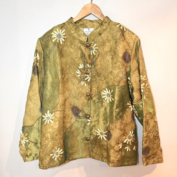 Jackets & Coats | Vintage The Travel Collection Silk Funky 3d Floral ...